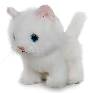 Ice King Bear Fluffy Little Cat Stuffed Animal Small Plush Toy 6 Inches (White)