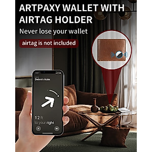 Mens Wallet With AirTag Holder, Bifold Leather RFID Blocking 2 ID Windows 12 Card Holders, Gift Box and Screen Protector Included, AirTag Not Included