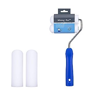 Mister Rui Paint Roller, Foam Paint Roller 4 Inch High Density, Sponge Refills with Roller Frame, Pack of 3, Small Paint Roller Set for Home Painting and DIY Projects