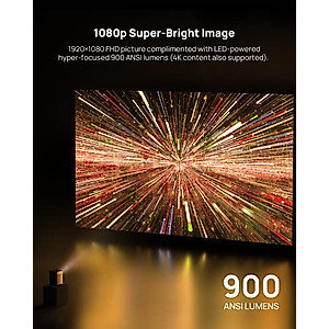 XGIMI Halo+ 1080P Portable Projector, 900 ANSI Lumens with Harman Kardon Speakers, Auto Keystone Correction, Auto Focus, Intelligent Obstacle Avoidance, Intelligent Screen Alignment, Android TV 10.0