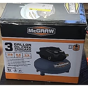 3 Gallon 1/3 HP 110 PSI Oil-Free Pancake Air Compressor