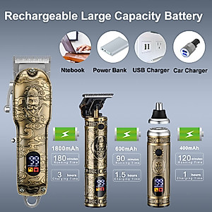 EHJYO Hair Clippers for Men Professional Cordless Hair Clippers, USB Rechargeable Clippers for Hair Cutting-LCD Display Gifts for Men Him