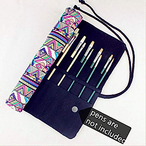 LaVenty Boho Roll Up Paint Brush Holder Painting Organization And Storage Artist Canvas Roll Pouch Bag Makeup Brushes Case Organizer Without Brushes