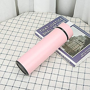 Thermos Cup 500ml Stainless Steel LED Vacuum Cup, Insulated Water Bottle with Temperature Measurement Coffee Tumbler, Excellent anti leakage design, rust proof, durable ( Pink)