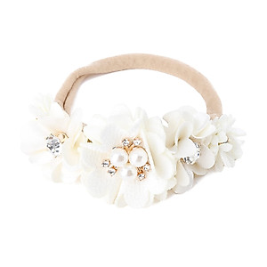 cherrboll 3pcs Baby Girl Headbands Flowers, Super Soft & Stretchy Nylon Floral Hairbands for Newborn Toddler