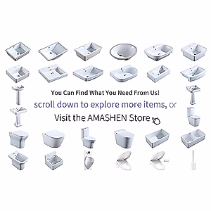 AMASHEN 18" Wall Mount Bathroom Sink, Floating Vanity Unit Sink, Small Rectangular Ceramic Cloakroom Wash Basin, White, Right Hand