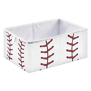 DOMIKING Softball Baseball Storage Baskets for Shelves Foldable Collapsible Storage Box Bins with Fabric Bins Cube Toys Organizers for Pantry Bathroom Baby Cloth Nursery,11 x 11inch