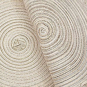 SHACOS Round Placemats Set of 6 Woven Round Table Mats 15 inch Braided Border Washable Cotton Polyester Circle Place Mats, Ivory