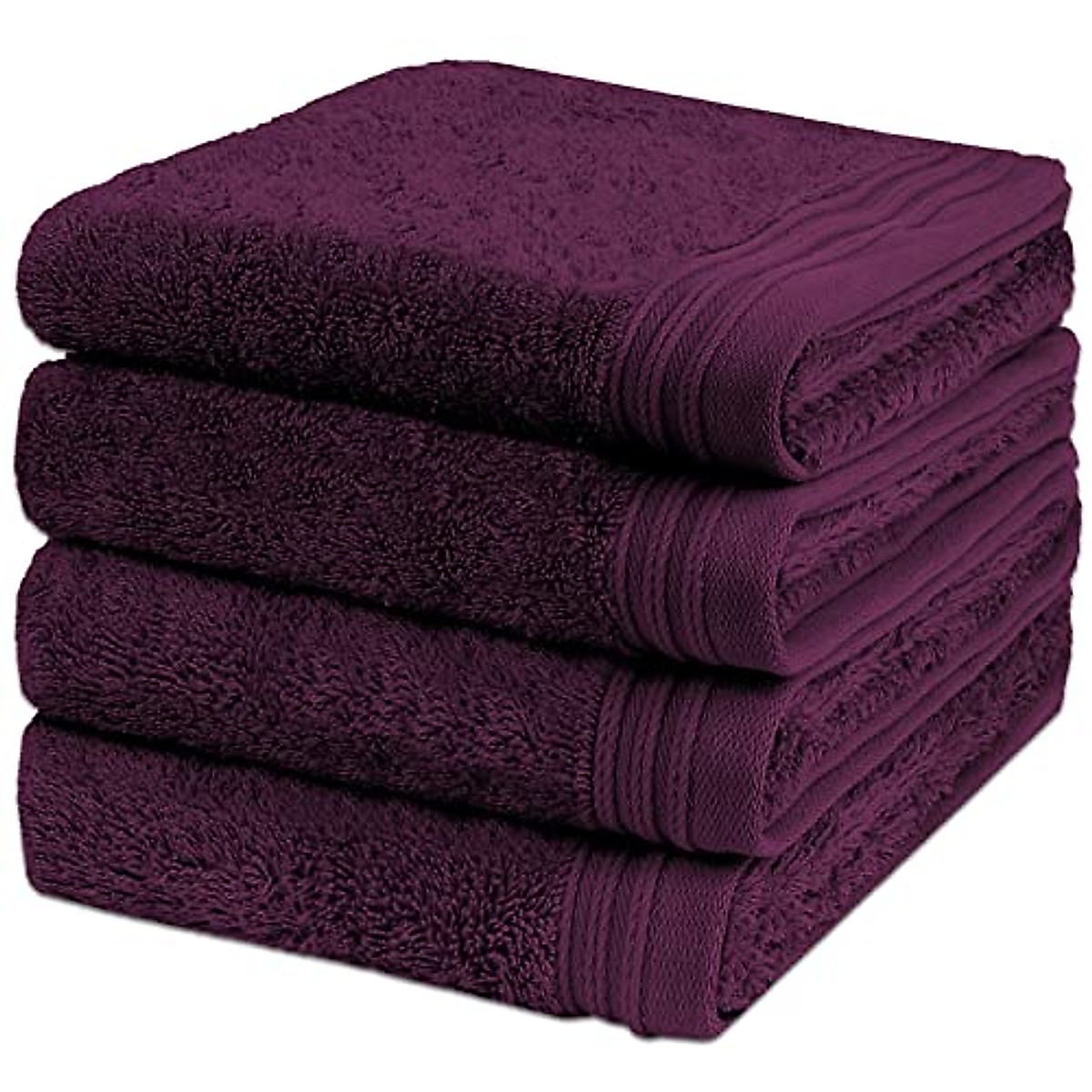 Weidemans Premium Towel Set of 4 Hand Towels 18" x 30" Color: Plum(Reddish Purple) | Pure Cotton |Machine Washable High Absorbency
