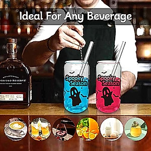 ANOITON Spooky Season Decor - 18oz Ghost Mug with Lid and Straw, Indoor Halloween Party Supplies