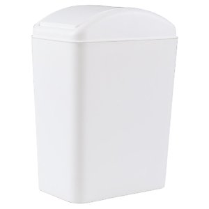 DynkoNA 16 Liter Plastic Trash Can, Swing Top Garbage Bin Wastebasket (White)