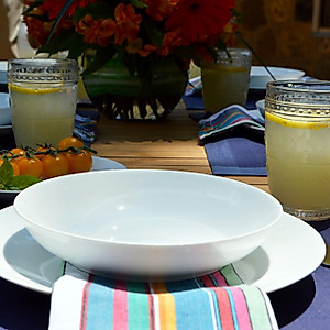Euro Ceramica Bianco Service for 6 Dinnerware High Gloss Fine Porcelain White Essential, 8" x 4" Soup/Pasta Bowl Set 20oz Capacity for Soup Pasta Rice Cereal