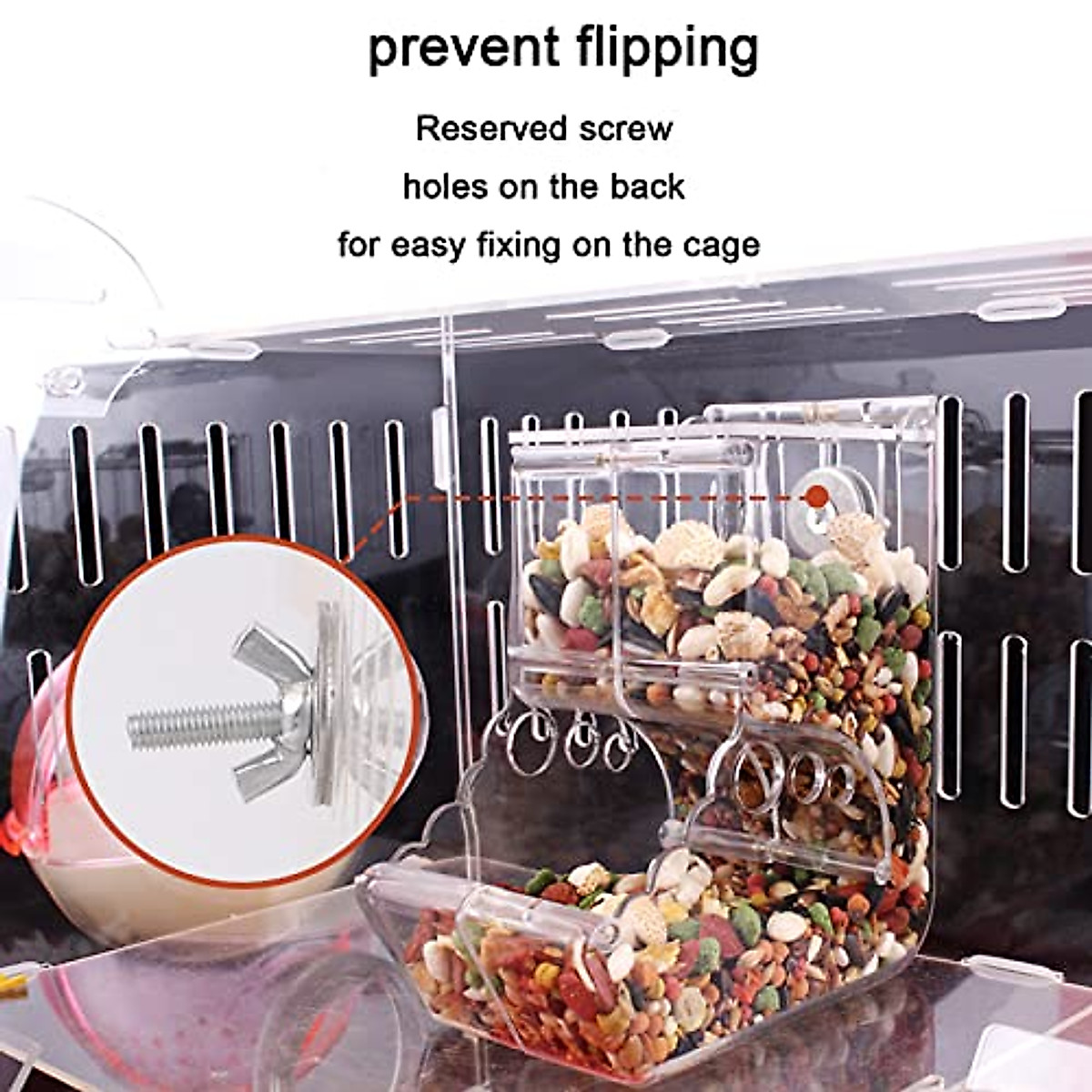 Lucky Interests 2 pcs Hamster Automatic Feeder 400ml, Hamster Food Dispenser with Brackets Small Animals Food Bowl for Dwarf Hamster Guinea Pig Chinchilla Gerbil Bird Hedgehog Ferret with 2 Spoon