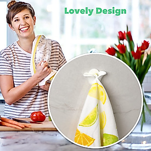 HandyCute Towel Grabber Hook, Flower-Shaped Towel Holder, Self Adhesive Towel Hanger for Kitchen and Bathroom (3 Pieces) (Black)