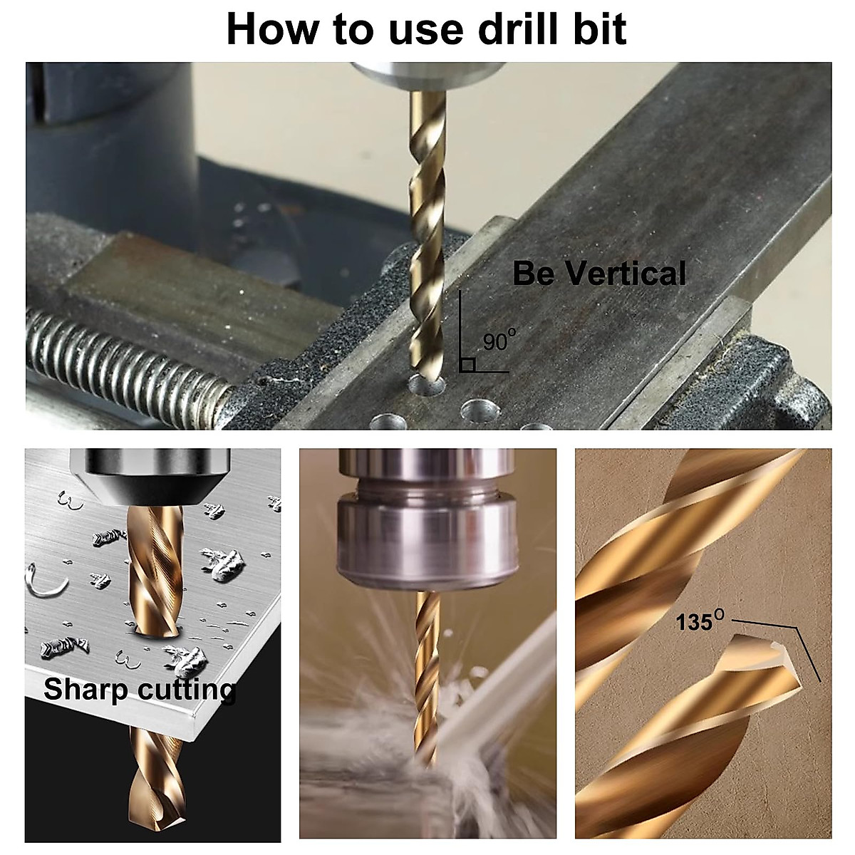 Sipery 5/32" Cobalt Drill Bits(10Pcs), M35 HSS Metal Jobber Length Twist Drill Bit Set for Hard Metal, Stainless Steel, 4mm