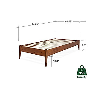 Bme Dinkee 15 Inch Signature Bed Frame Without Headboard - Modern & Minimalist Style with Acacia Wood - 12 Strong Wood Slat Support - Easy Assembly - No Box Spring Needed - Dark Chocolate, Twin