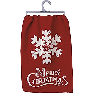 PBK Primitives by Kathy 2 Piece Bundle Red Christmas Kitchen Towels, Merry Christmas and Let It Snow