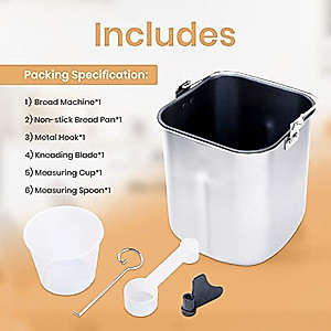 Sybo BM8501 Pro Bread Machine, 2 LB 19-in-1 Programmable XL Bread Maker Nonstick Pan & Digital Touch Panel, 3 Loaf Sizes 3 Crust Colors, Reserve & Keep Warm Set