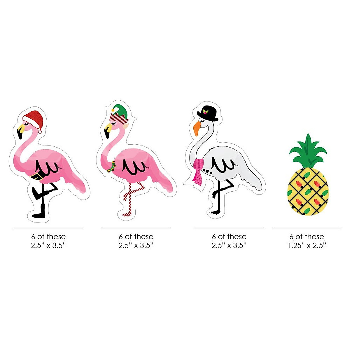 Big Dot of Happiness Flamingle Bells - Paper Straw Decor - Tropical Flamingo Christmas Party Striped Decorative Straws - Set of 24