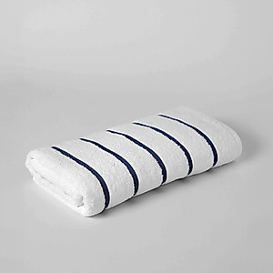 GT Globaltex Fine Linens 100% Turkish Cotton Premium Pool and Beach Towel Highly Absorbent Quick Dry Blue Striped 32" x 64" 500 GSM (1 Piece)