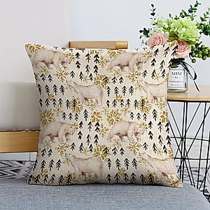 Christmas Cute Polar Bear Throw Pillow Covers 18×18 Pillowcases Set of 2 Winter Snowflake Linen Decorative Square Pillow Case Cushion Covers Standard Size for Sofa Couch Outdoor Bed Pillow Protectors