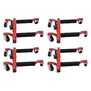 Harbin-Star 1500 LBS Car Wheel Dolly Jack Set of 4, Hydraulic Car Skates, 12'' Wheel Vehicle Positioning Jack, Heavy Duty Rollers with Foot Pedal for Tire Auto Repair Moving, Black & Red