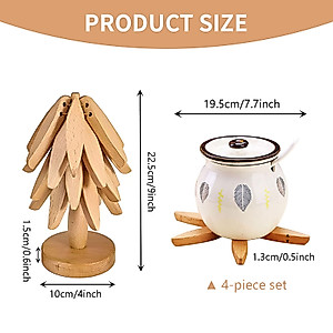 Generic Wooden Trivets for Hot Dishes with 4 Beech Wood Hot Plate Mats, Used as Jungle Theme Decorations and for Table Protection for Hot Dishes/Pots/Bowls/Teapots/Drinks/and Plates, LIN-HAO001