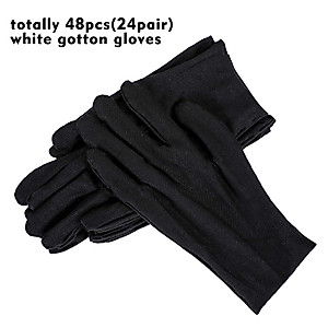SATINIOR 24 Pairs Black Cotton Gloves Stretchy Work Gloves Reusable Soft Mitten for Men Women Working Handling Jewelry Doing House Work