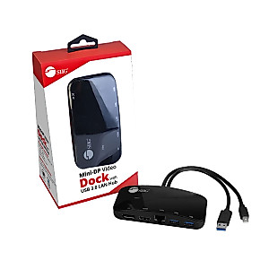 SIIG Mini DisplayPort Thunderbolt 2 1080p Video Dock/Docking Station - 1080p HDMI or DisplayPort (DP) - USB 3.0 and Gb Ethernet Adapter Hub for MacBook, Surface Pro 2/3/4/5 and Laptop(JU-H30412-S1),Black
