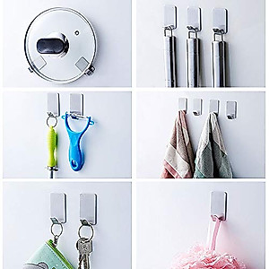 Adhesive Hooks Wall Hooks Hangers Heavy Duty Waterproof Stainless Steel Hooks for Hanging Kitchen Bathroom Home Stick on Wall - 8 Packs