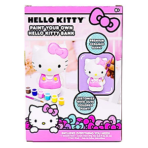 Horizon Group USA Hello Kitty Paint Your Own Piggy Bank, DIY Coin Bank for Kids, Multicolor