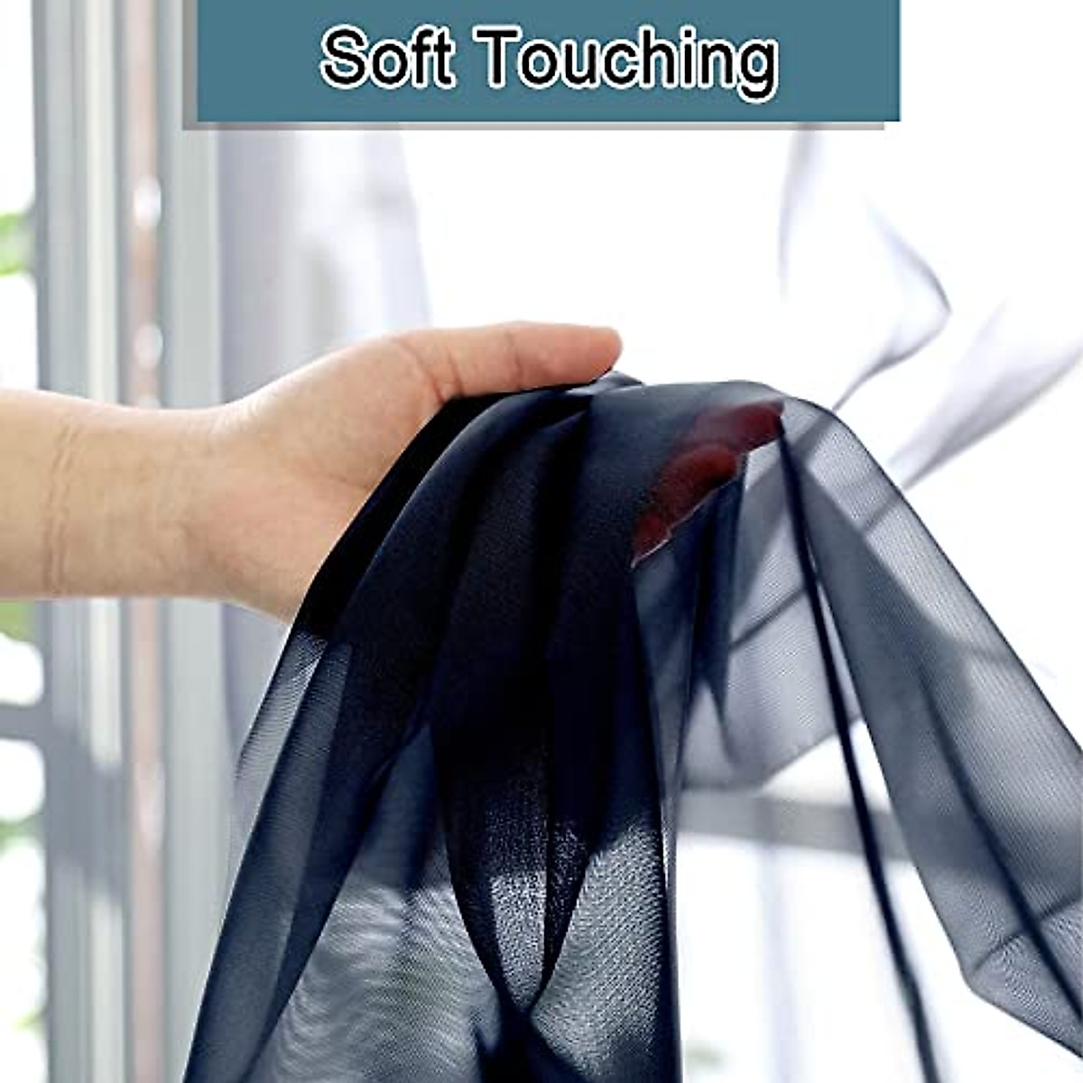 Lecloud Window Treatment Sheer Curtains 120 Inches Long, Basic Rod Pocket Drapes for Living Room Bedroom, Semi Sheer Voile Curtain Panels for Yard Patio Villa Parlor Backdrop, 40" Wx120 L, Navy Blue