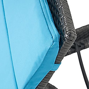 Christopher Knight Home Salem Outdoor Wicker Adjustable Chaise Lounges with Cushions, 2-Pcs Set, Multibrown / Blue