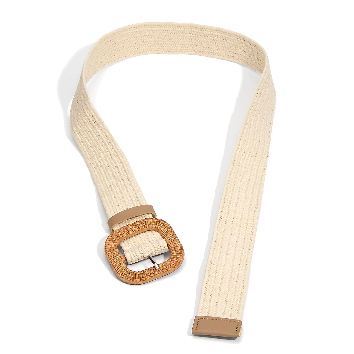 YooAi Straw Woven Belts for Women Dresses Boho Braided Stretchy Waist Belt for Summer Dress Pants 2 Pack M