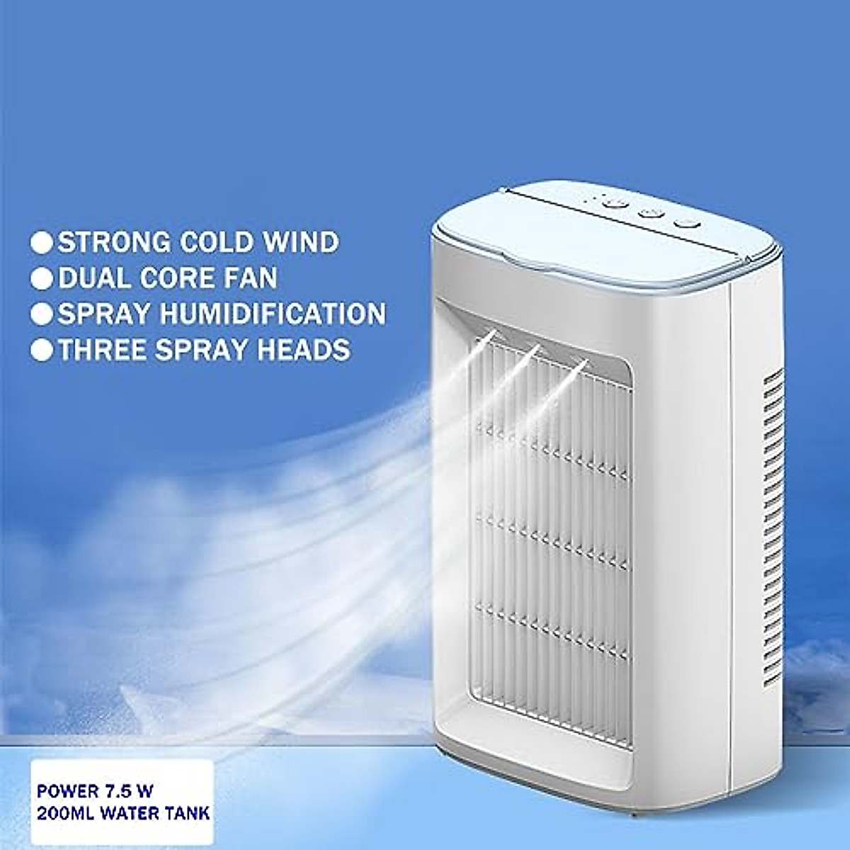 Mini Portable Air Conditioner 3 in 1 USB Portable Air Condition Strong and Durable Personal Humidifier Ideal for Home Office Bedrooms