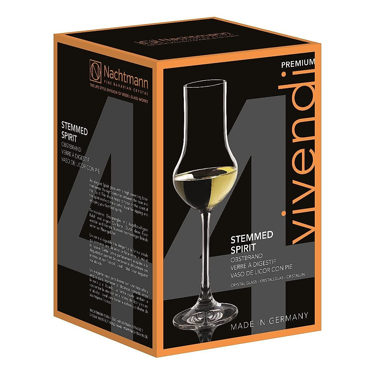Nachtmann Vivendi Spirit Glass, Set of 4, Stemmed Wine Glasses for Tequila, Dessert Wine, Fruit Brandy, Grappa and Cocktail Spirits Glasses, 3.8 Ounce, Dishwasher Safe