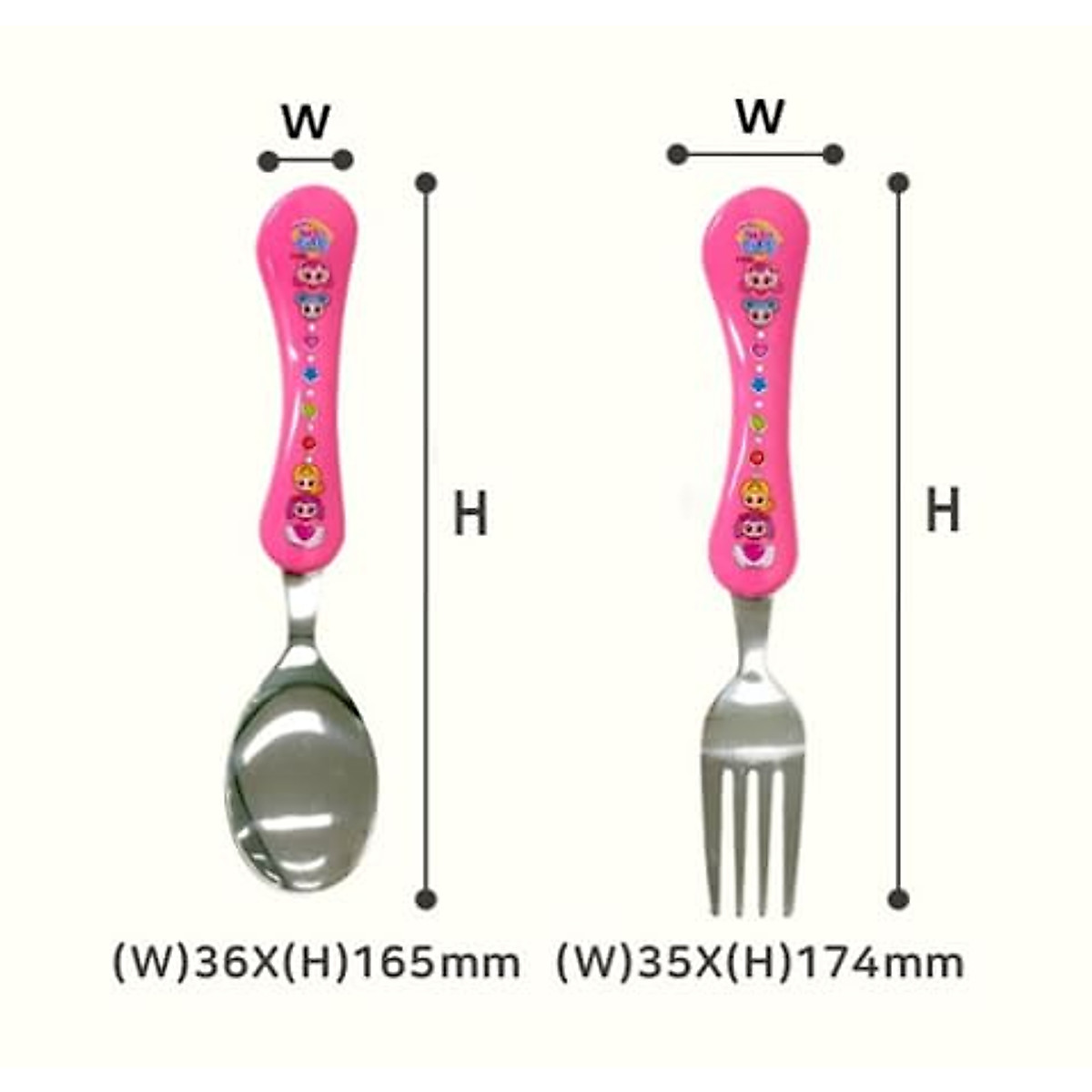 Generic TNB Teenieping Character Dinnerware Set with Case, Cutlery Set, Fork, Spoon, Tableware, Training Chopsticks for Beginners with Silicone Rings (Splashping), m, Pink, blue, purple