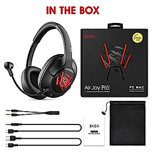 EKSA USB Gaming Headset - 7.1 Surround Sound Headphones with Breathable Earmuffs - Noise Cancelling Mic - Gaming Headphones for PC, PS4, Xbox One S/X, Android