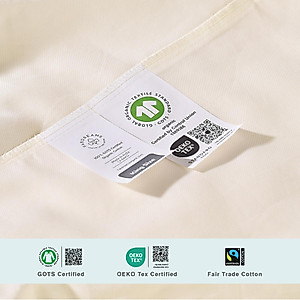 FABDREAMS Organic Quilted Mattress Protector Queen Size | Queen Mattress Pad| Queen Mattress Cover| Naturally Breathable | Noiseless| Fits up to 17" Deep Pocket| Temperature Regulating | Queen | Ivory