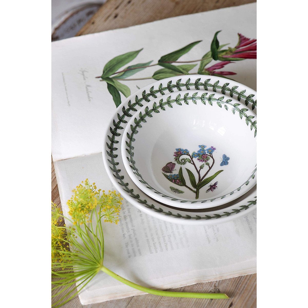 Portmeirion Botanic Garden Mini Bowl | Set of 6 Bowls with Assorted Motifs | 5 Inch | Made from Fine Earthenware | Microwave and Dishwasher Safe | Made in England