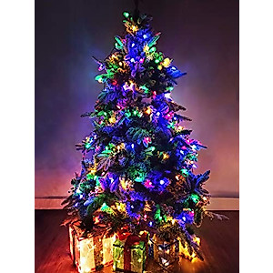 ZOFUNNY 2 Pack C6 Christmas String Light Decor, Total 32.8Ft 100LED Timer 8 Mode Battery Operated Waterproof Xmas Fairy Lights Garden Christmas Tree Decor Home Indoor Outdoor Party, 50LED 16.4Ft Each