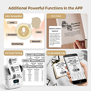 Phomemo M110 Label Makers - Portable Bluetooth Thermal Label Maker Machine,Label Printer for Barcode, Clothing, Jewelry, Retail, Mailing, for Android & iOS, with 1Pack 40×30mm Label, White