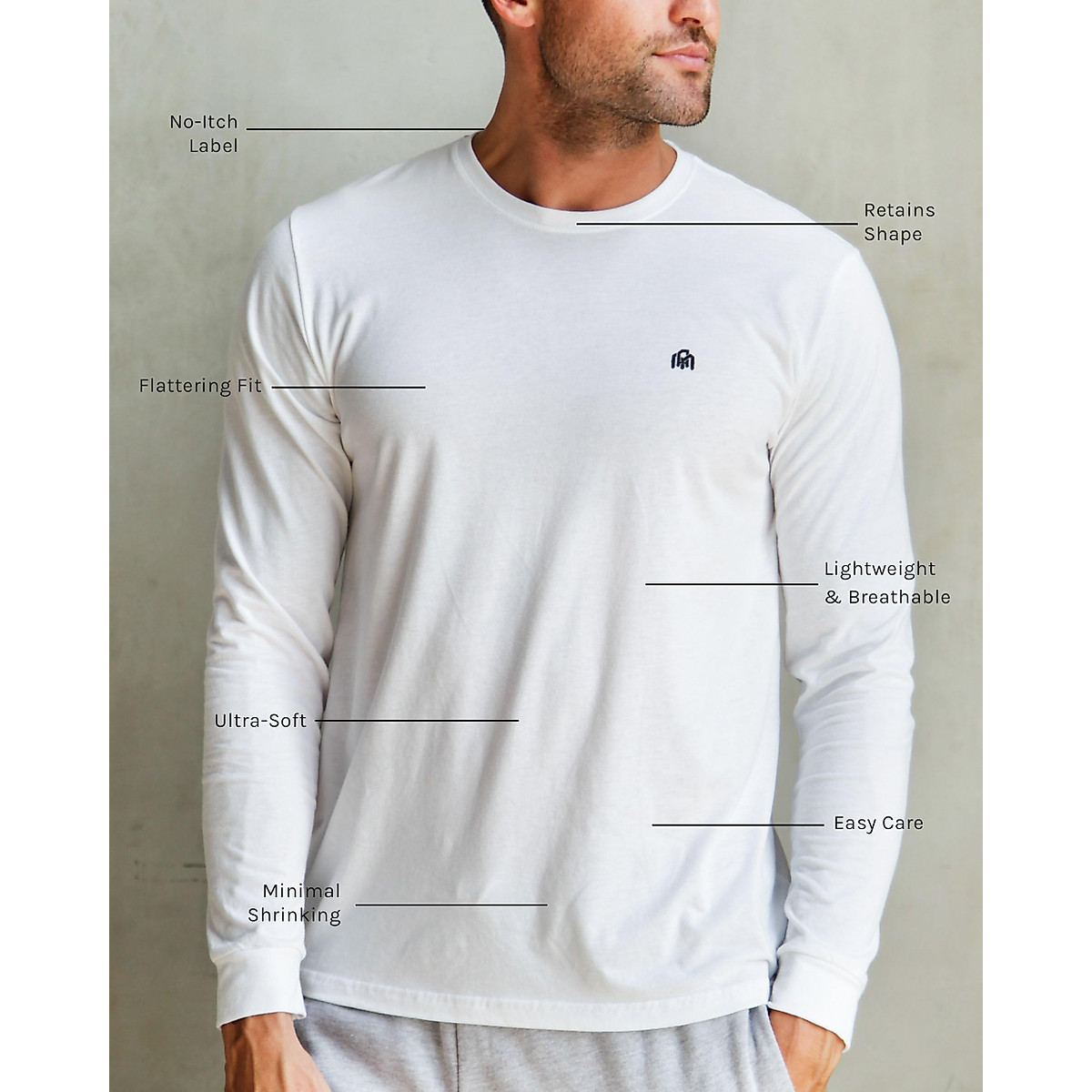 INTO THE AM Premium Long Sleeve Shirts for Men Casual Work Sun Protection Plain T-Shirts for Gym Construction (Charcoal, Small)