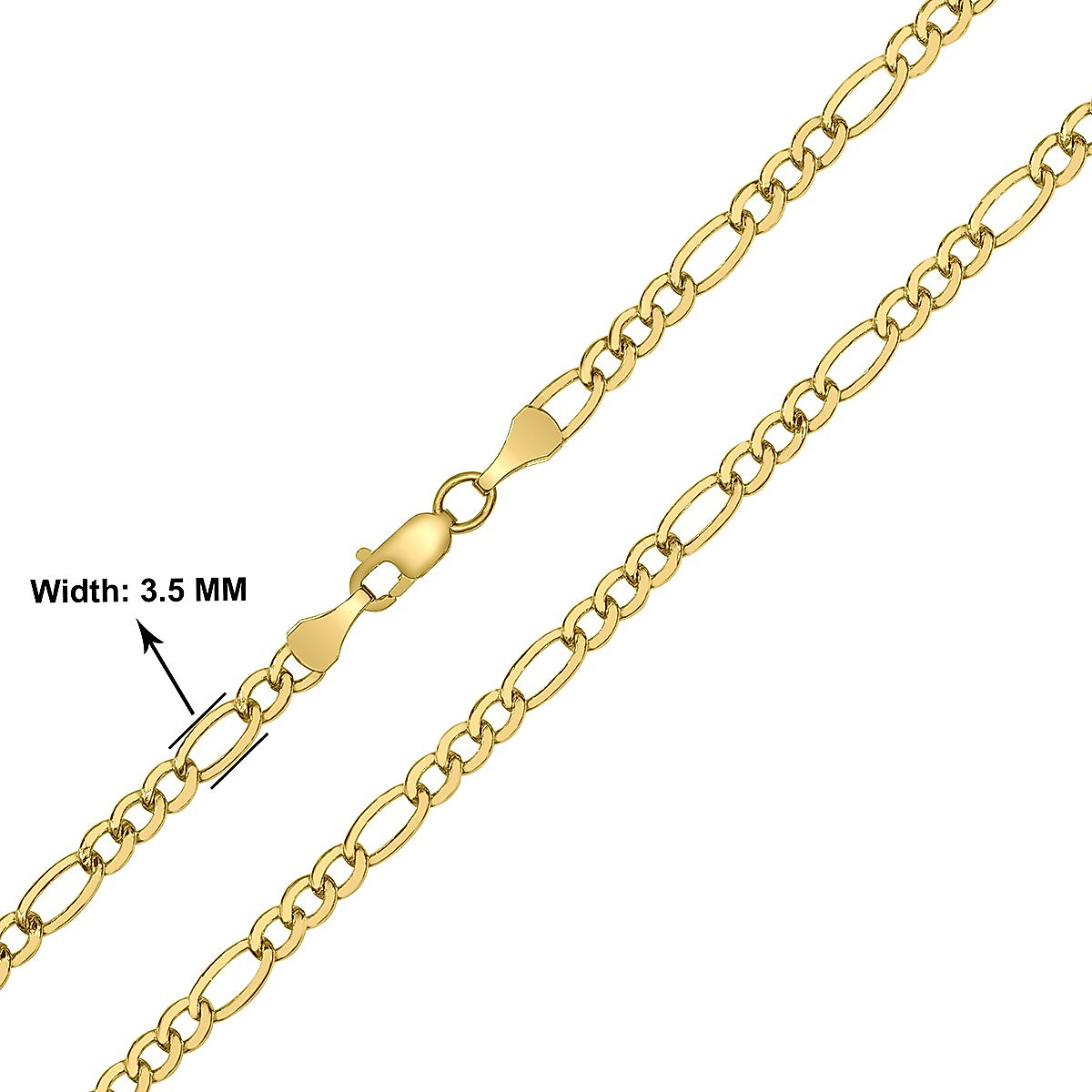 14K Yellow Gold Filled 3.5mm Figaro Chain with Lobster Clasp - 20 Inch