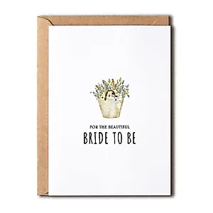 NTVShop For The Beautiful Bride To Be - Floral Basket Bride To Be Card - Bridal Shower Card - Minimal Bridal Shower Card - Valentines Card