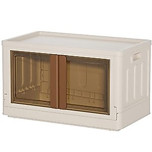 Storage Bins with Lids -76Quart Folding Storage Box,Plastic Storage Bins for Closet Organizer,Stackable Collapsible Storage Bins, Storage Containers for Organizing,Storage Box with Door