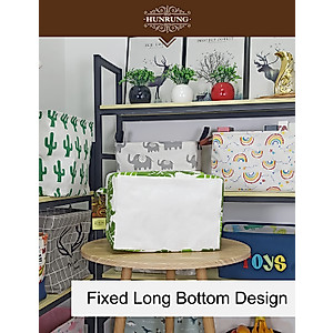 HUNRUNG Rectangle Storage Basket Cute Canvas Organizer Bin for Pet/Children Toys, Books, Clothes Perfect for Rooms/Playroom(Leaf)