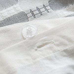 Merryfeel Cotton Duvet Cover Set King Size,100% Cotton Yarn Dyed Textured Striped Duvet Cover and Pillowshams Grey Color,3 Pieces Bedding Set