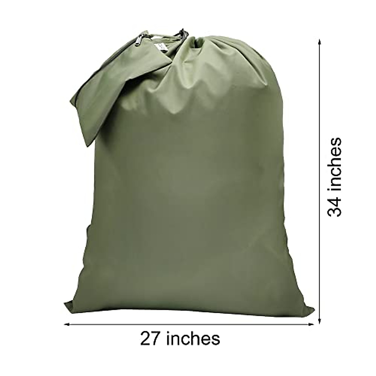 Army Green Laundry Bag Backpack, 27” x 34”Sturdy Laundry Bag with Shoulder Straps Drawstring Closure Heavy Duty Foldable Laundry Backpack for College, Travel, Laundromat, Apartment,Camping