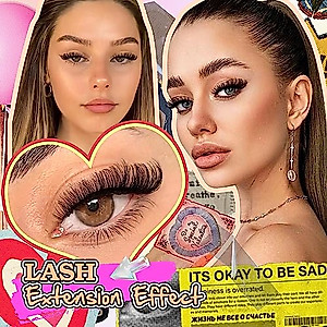 DIY Lash Extension Kit with Lash Bond and Seal, Cluster Individual Lashes Kit With Strong Lash Bond and Seal Lash Tweezers DD Curl Fluffy DIY Eyelash Extension Kit at Home